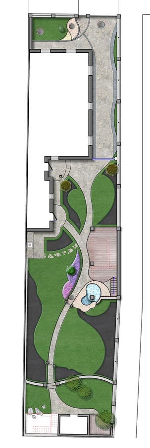 Landscaping Site Development Plan, 2D Sketch Stock Illustration ...