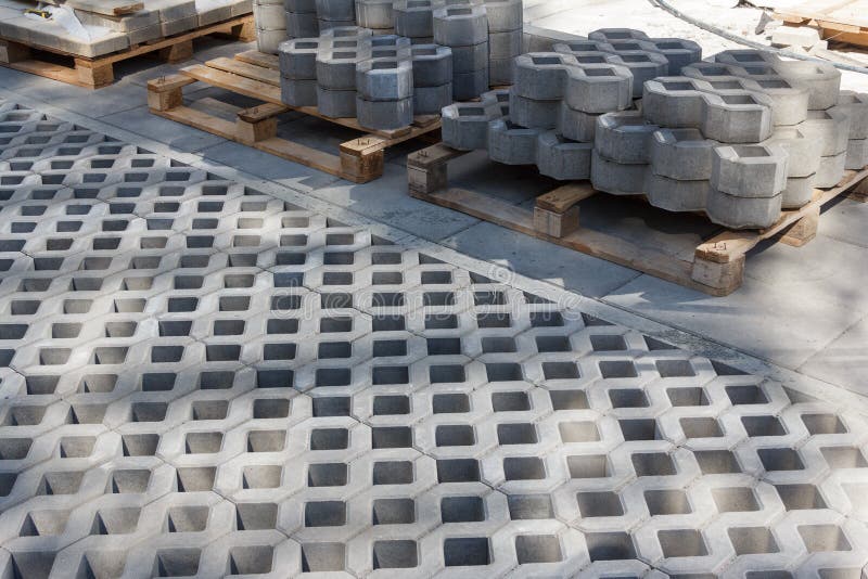 Grey Stone Block Paving stock photo. Image of material - 194678628
