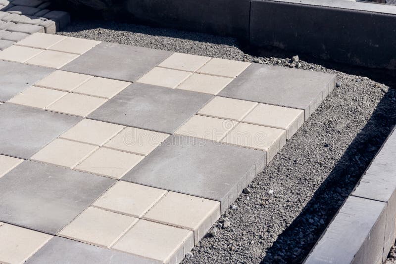 Grey Stone Block Paving stock photo. Image of cobble - 194678636