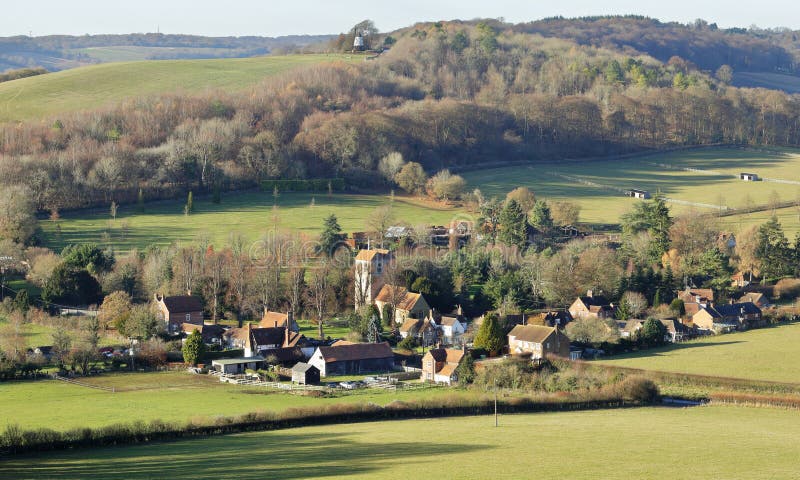 Landschap Met Een Dorp in De Vallei Stock Foto - Image of buiten ...