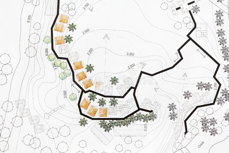 Landschapsarchitect Ontwerpt Een Terreinanalyseplan Stock Foto - Image ...