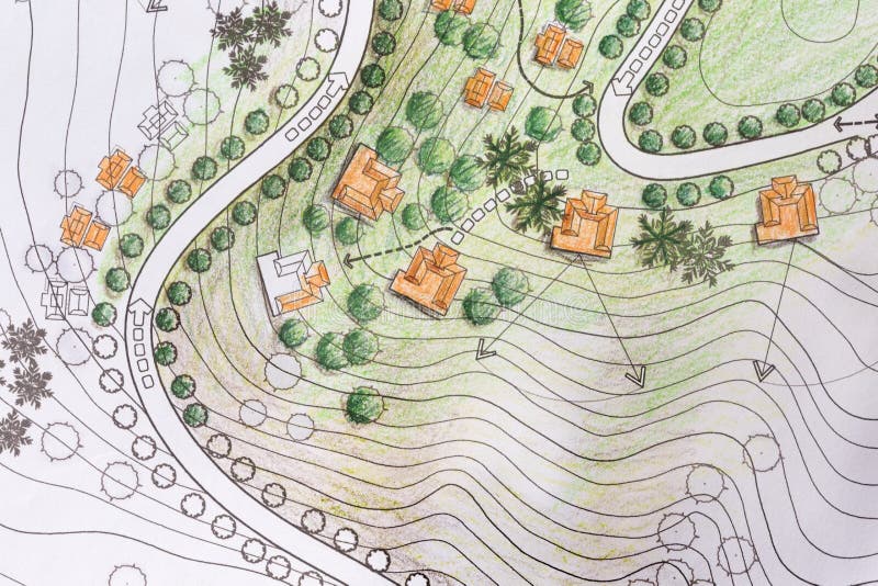 Landschapsarchitect Designing Op Het Plan Van De Plaatsanalyse Stock ...