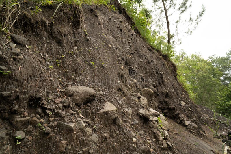 Landslide Area of the Hills on the Forest or Jungle Stock Image - Image ...