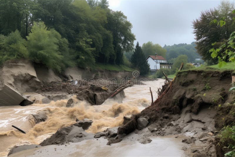 Landslide Blocking a River, with Water Overflowing Its Banks Stock ... Landslide Blocking a River, with Water Overflowing Its Banks Stock ...