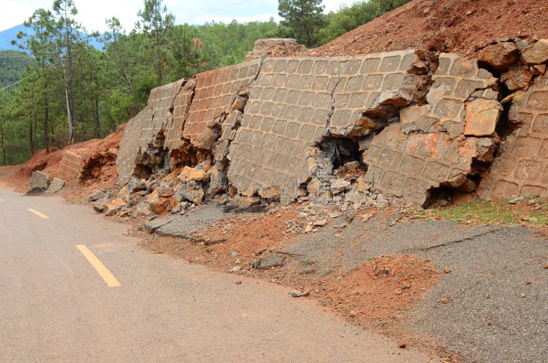 Landslide subsidence stock photo. Image of cover, global - 62944514