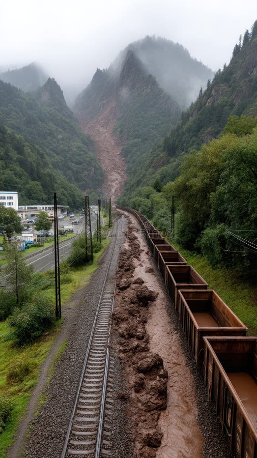 Landslide Causes Train Derailment in Mountainous Area, Creating ...