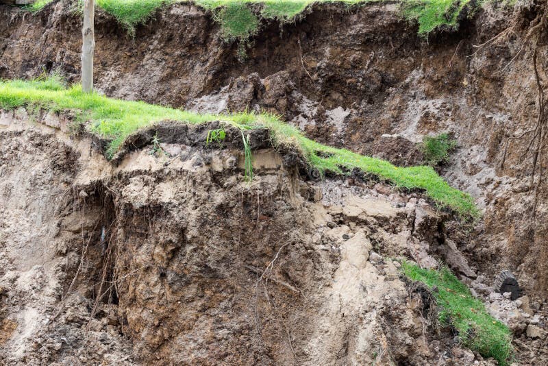 Landslide Collapsed with Grass. Stock Image - Image of backdrop, asia ...