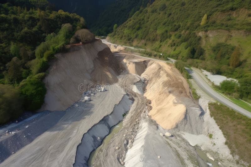 A Landslide that Has Blocked a River, Creating a Temporary Dam Stock ...