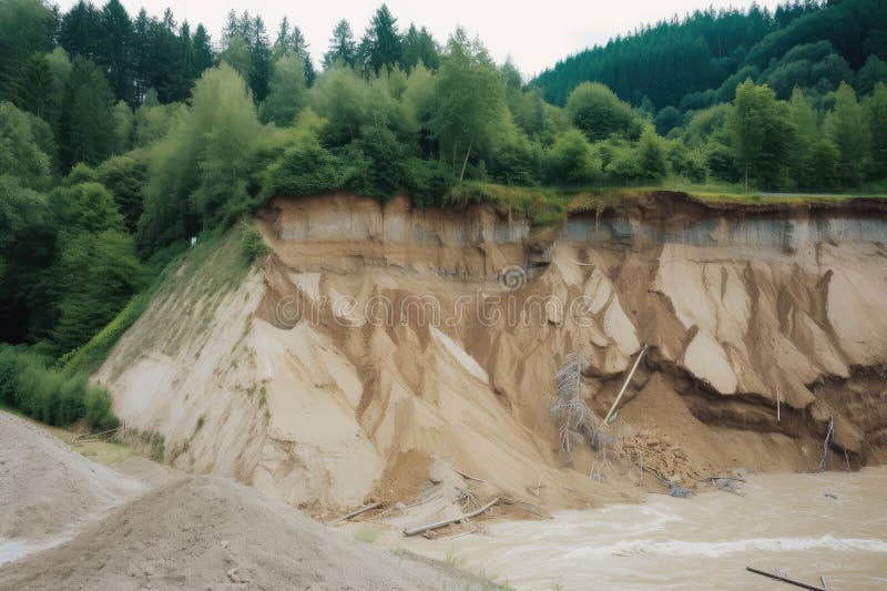 A Landslide that Has Blocked a River, Creating a Temporary Dam Stock ...
