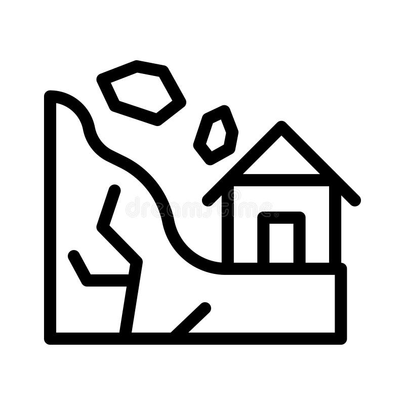 Landslide Graphic Black White Mountains Landscape Sketch Illustration ...