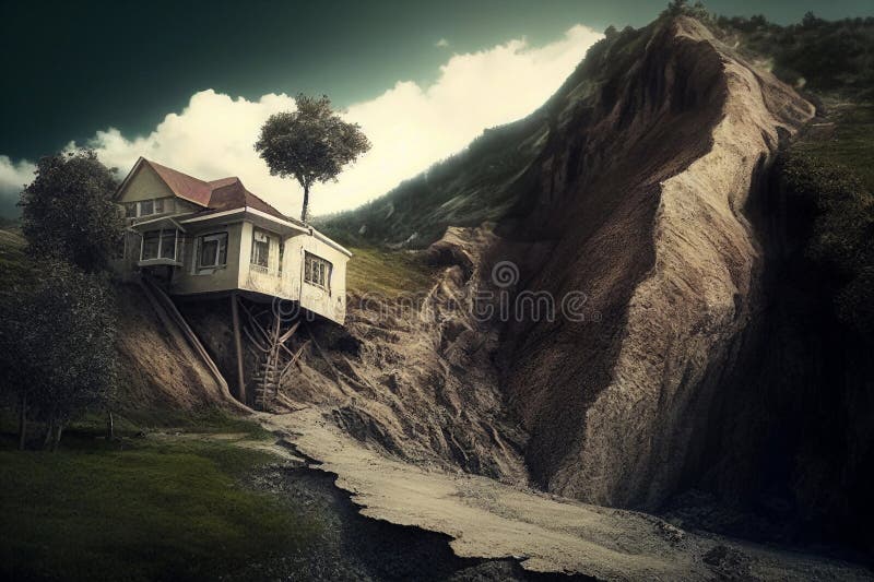 Landslide is a Natural Disaster. AI Generated Stock Illustration ...