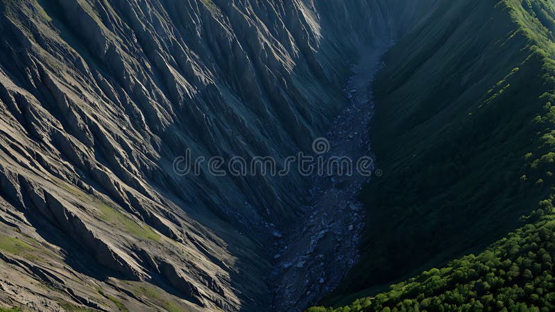 Landslide, a Pile of Rocks and Earth between Cliffs. Concept of ...