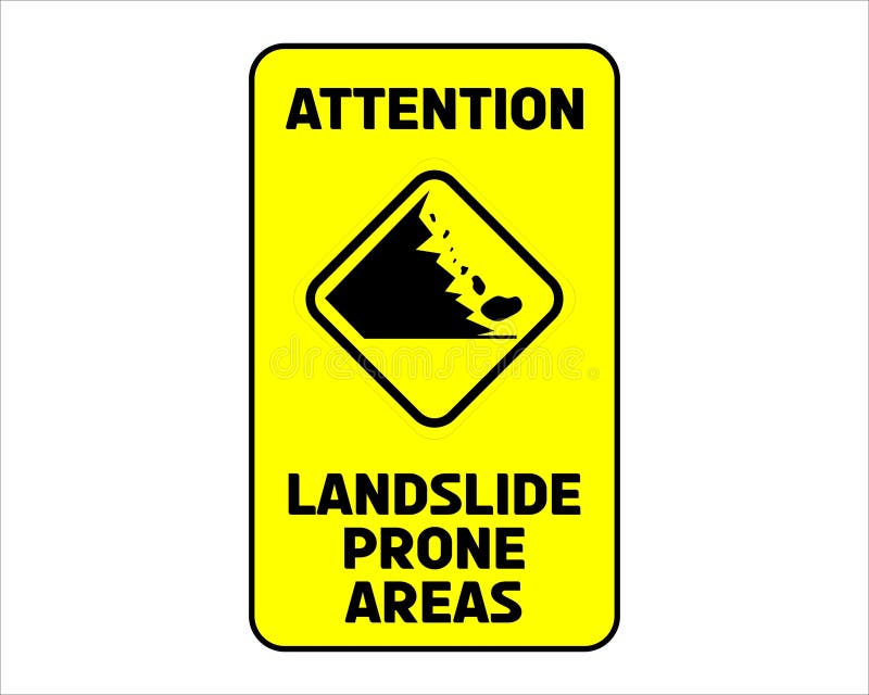 Warning Landslide Prone Area Sign Vector Stock Vector - Illustration of ...