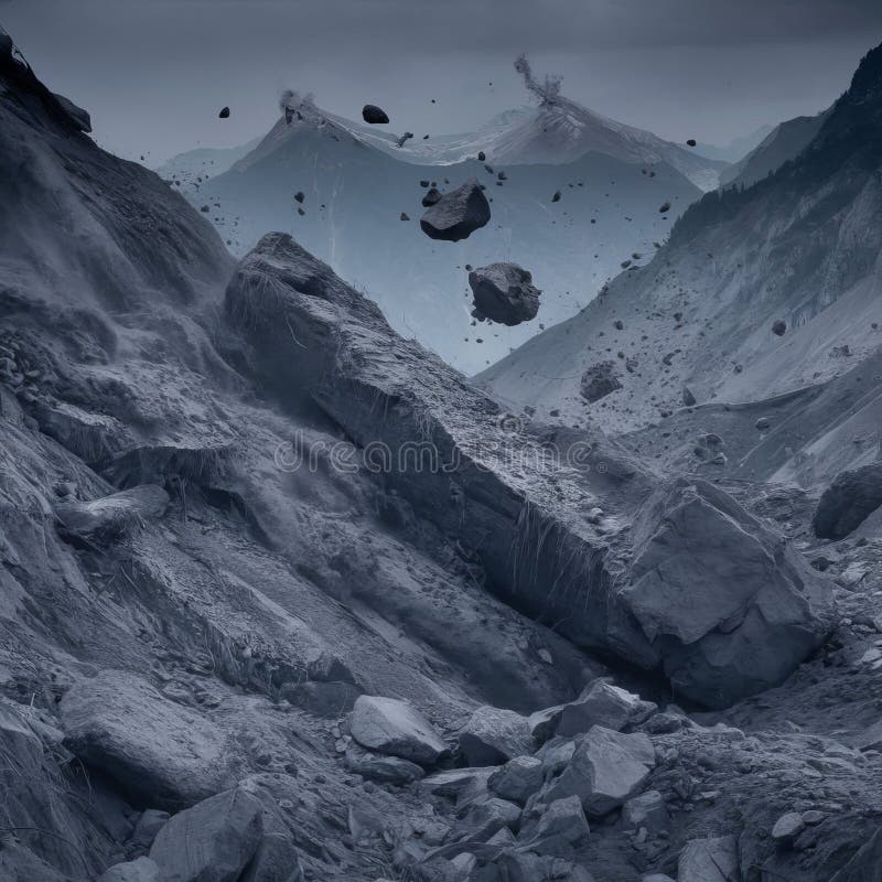Landslide and Rock Fall in the Mountains Stock Image - Image of clouds ...