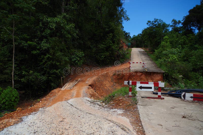 Landslides and road damage stock image. Image of rough - 54881569