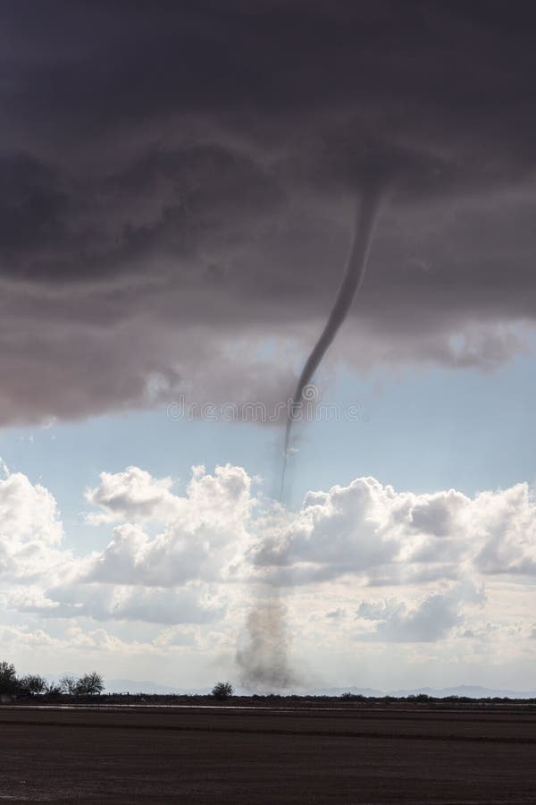 Landspout Tornado and Storm Clouds Stock Photo - Image of vortex, wind ...