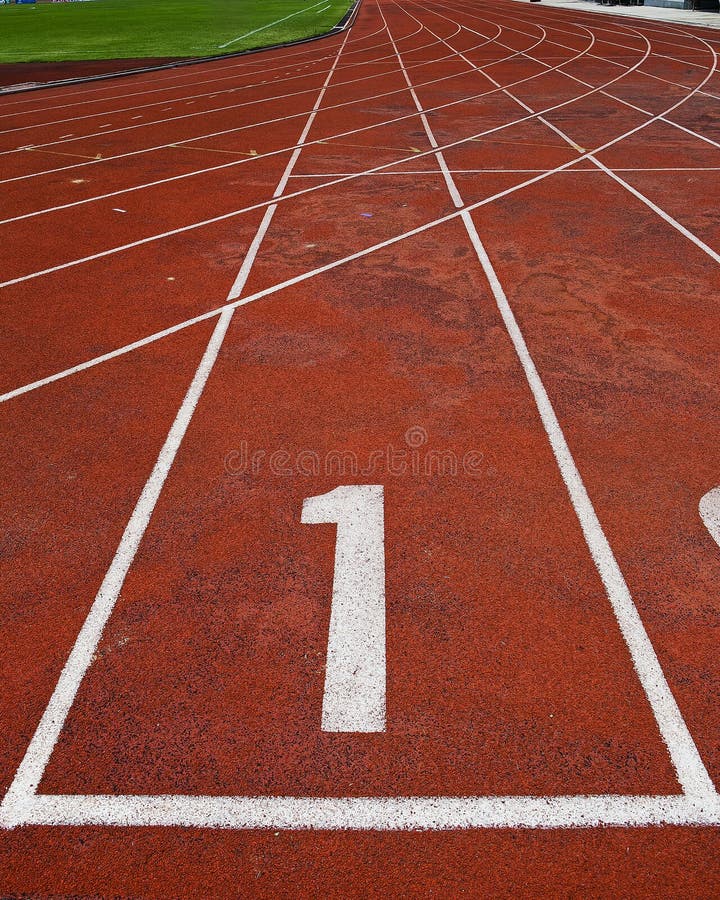 Stadium Running Track Lane Markers Sports Field Number Markings Stock ...