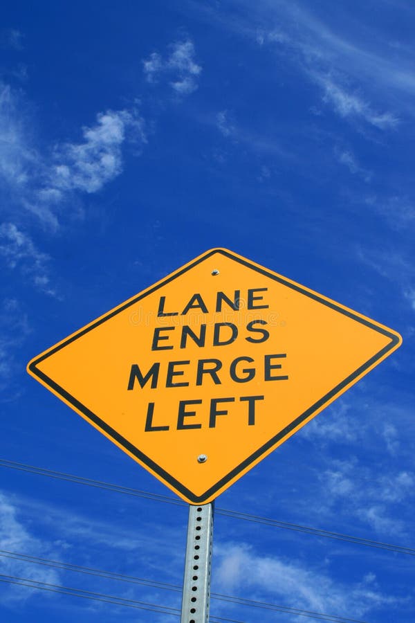 Lane Ends Road Sign stock photo. Image of halt, read, attention - 4831830