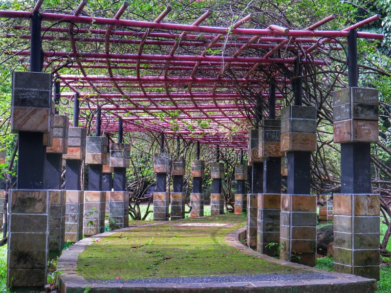 The Lane with Fence and Red Canopy Stock Image - Image of architecture ...