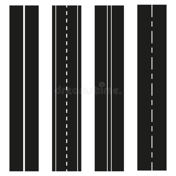 Lane Lines. Vector Dividers. Road Markings Illustration. Dashed and ...