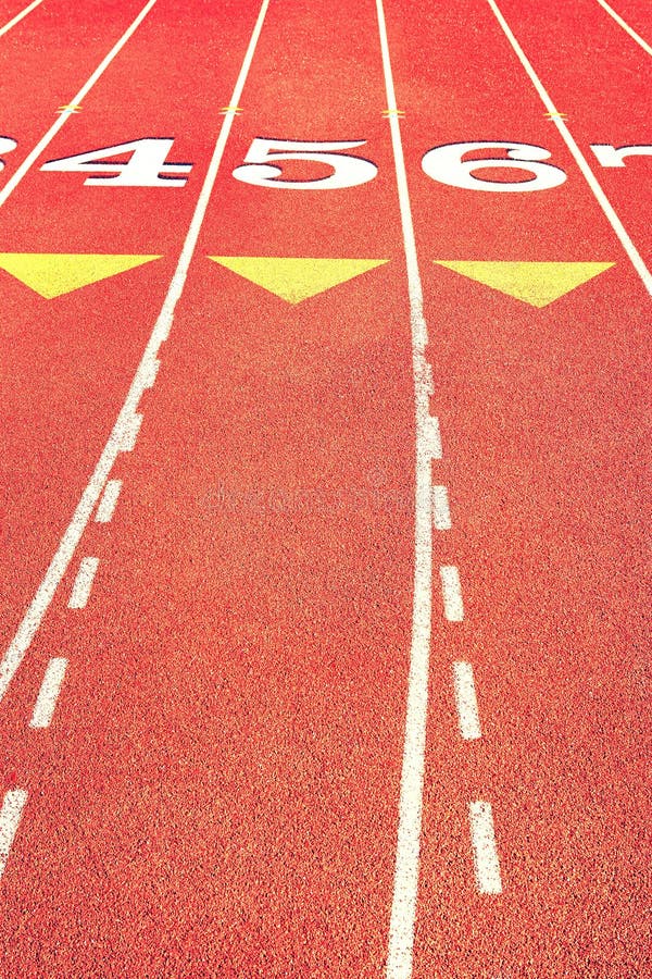 Lane Marks on Running Track Stock Photo - Image of orange, marker: 30843778