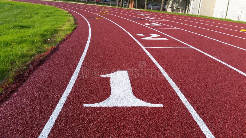 Lane 1 on Outdoor Running Track Stock Photo - Image of markings ...