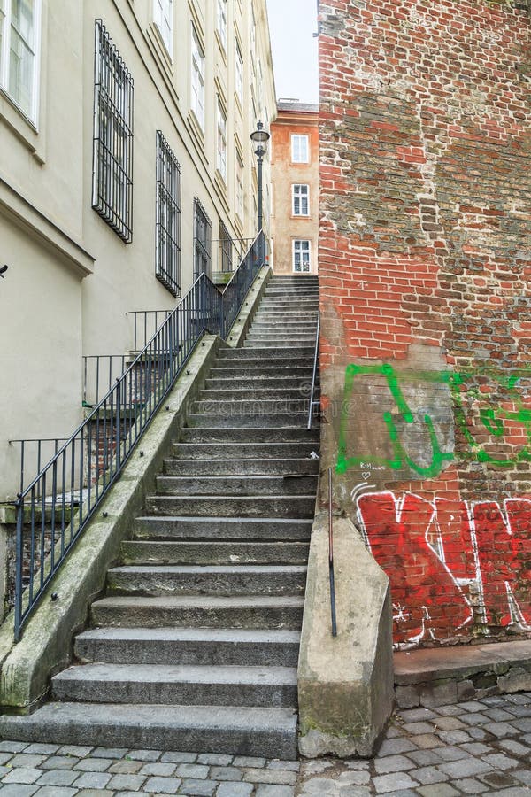 Lane Staircase in the Inner City, Vienna Editorial Photography - Image ...