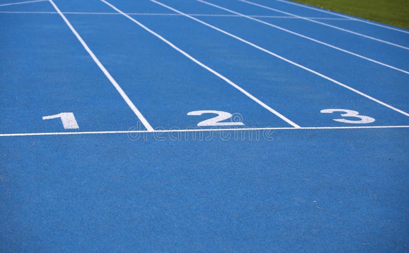 Lanes of a Blue Race Track of Numbers Stock Image - Image of surface ...