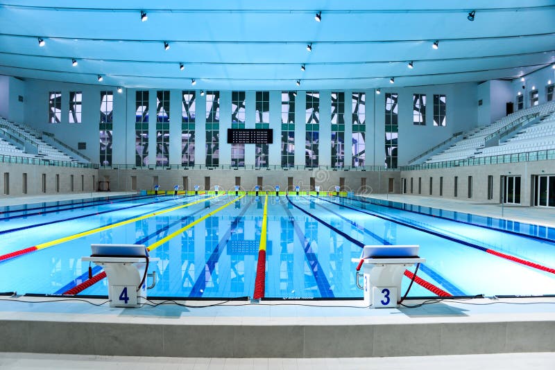 Lanes of a Competition Swimming Pool Stock Photo - Image of jump ...
