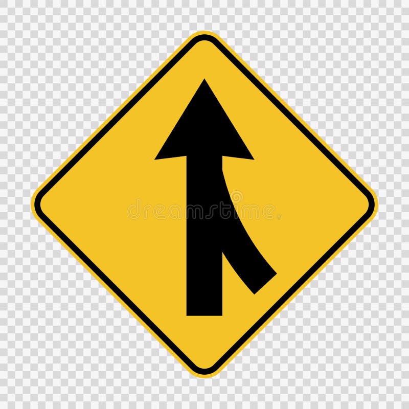 Symbol Lanes Merging Left Sign on Transparent Background Stock Vector ...