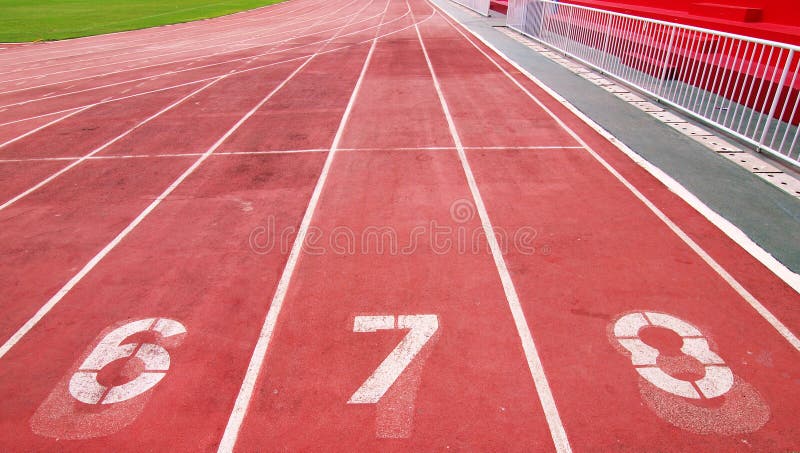 Lanes of a Red Race Track with Numbers Stock Image - Image of pattern ...