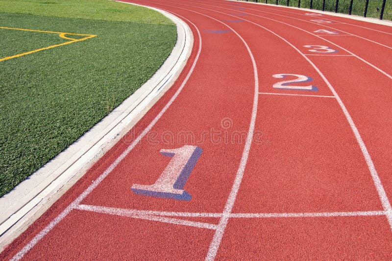 Lanes of a Red Race Track with Numbers Stock Image - Image of pattern ...
