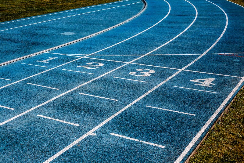 Lanes on the Track Field, 1, 2, 3, 4, One, Two Three Four Number Stock ...