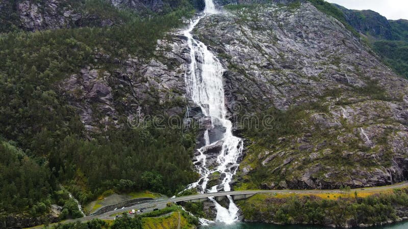 The Beauty of Langfossen Waterfall in Norway Stock Video - Video of ...