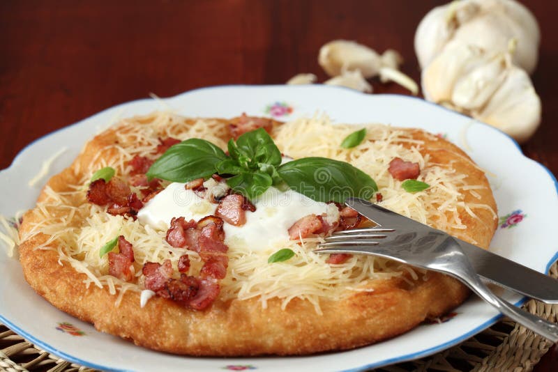 Langos stock photo. Image of yogurt, meal, white, langos - 12526268