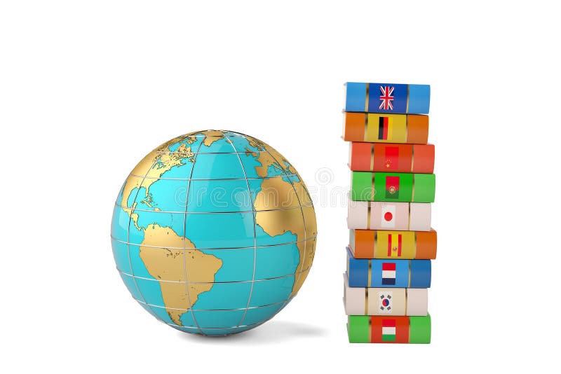 Language Book with the Earth,3D Illustration. Stock Illustration ...