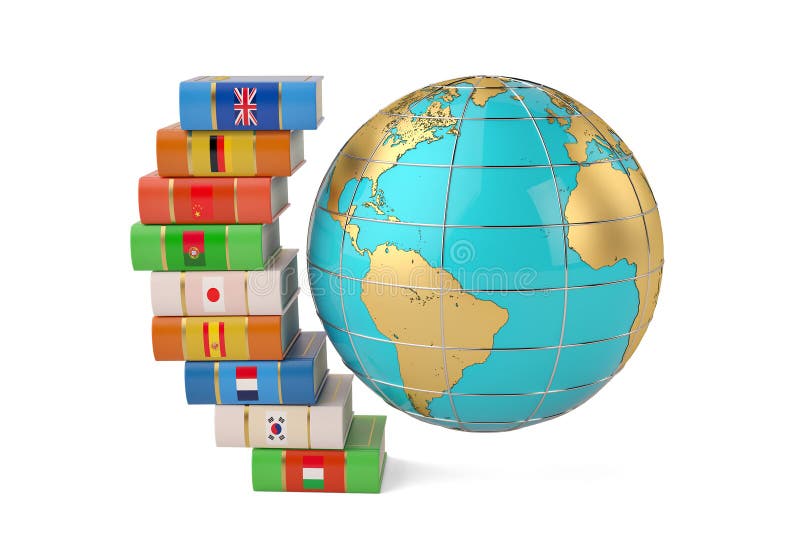 Language Book with the Earth,3D Illustration. Stock Illustration ...