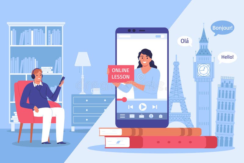 Language Course Flat Set stock vector. Illustration of school - 276302827