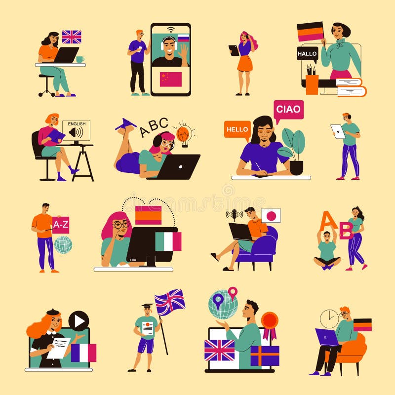 Language Courses Isometric Banner Stock Vector - Illustration of offer ...