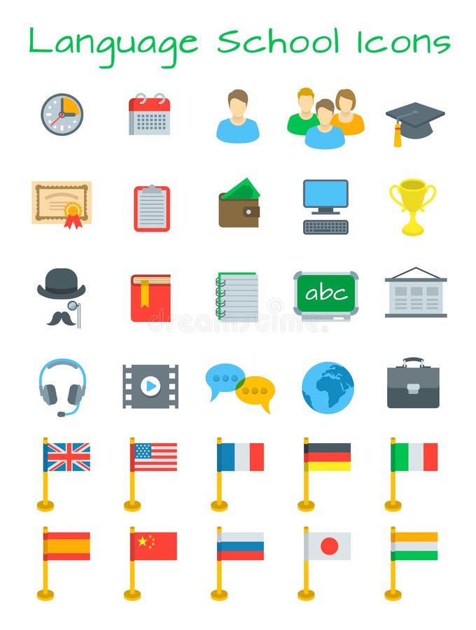 Language Courses Flat Vector Education Icons Stock Vector ...