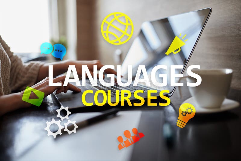 Language Courses, Online Learning, English Shool, E-learning Concept on ...