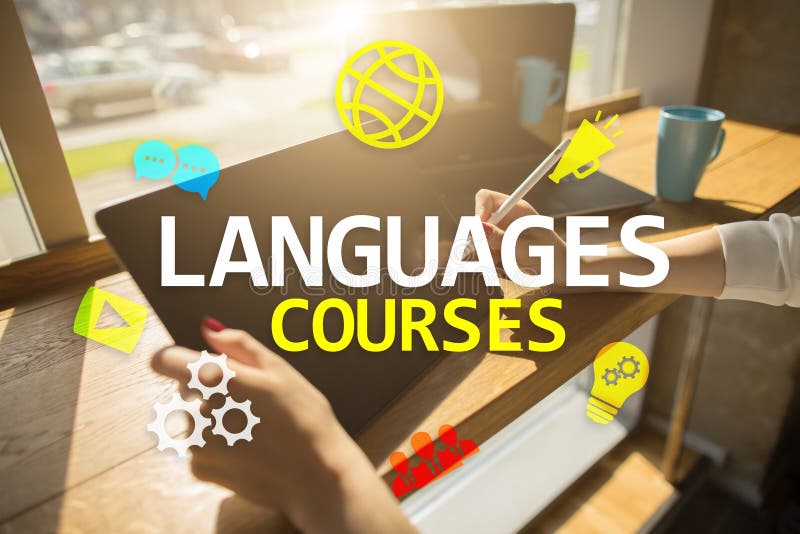 Language Courses, Online Learning, English Shool, E-learning Concept on ...