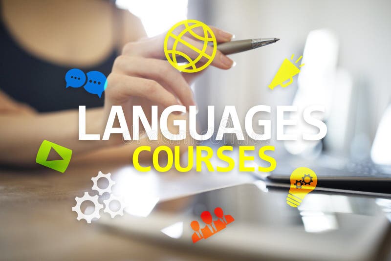 Language Courses, Online Learning, English Shool, E-learning Concept on ...
