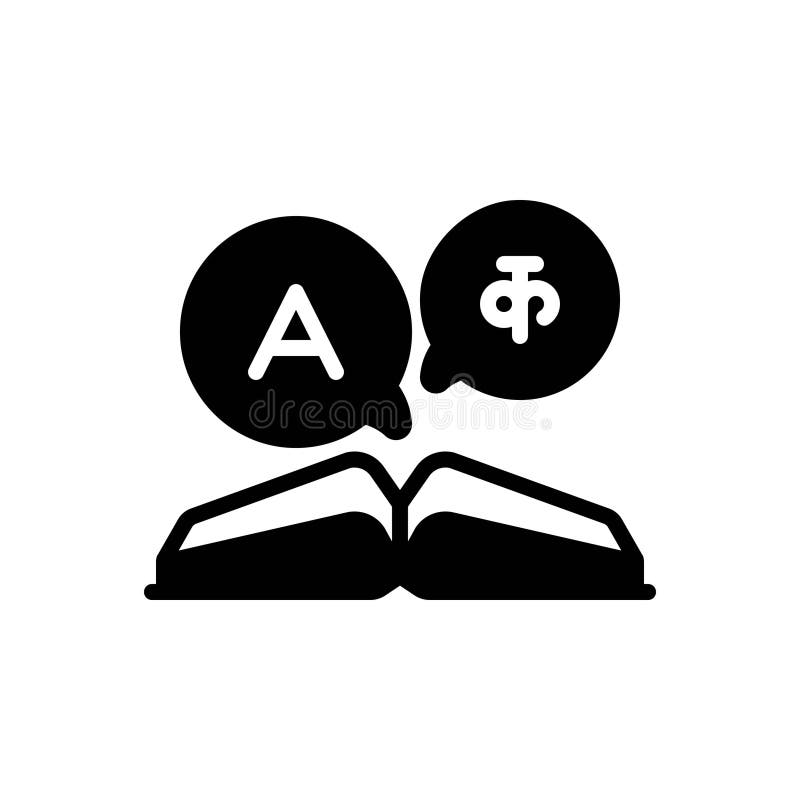 Black Solid Icon for Language, Knowledge and Education Stock Vector ...