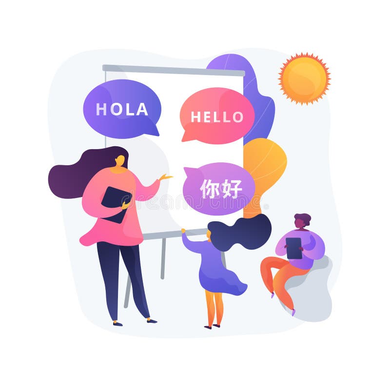 Language Learning Camp Abstract Concept Vector Illustration Stock ...