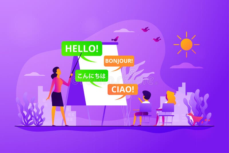 Language Learning Camp Concept Vector Illustration Stock Vector ...