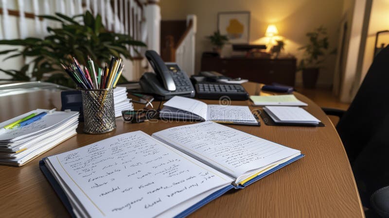 Language Learning Desk Setup with Materials Home Office Study Space ...