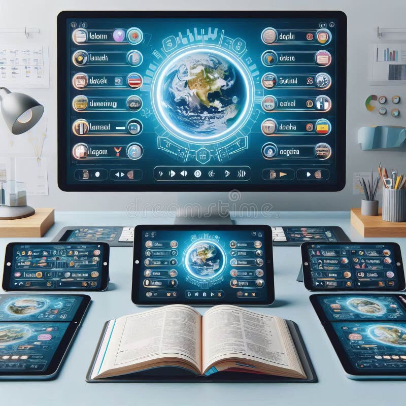 Language Learning Environment with Pronunciation Guides on Th Stock ...