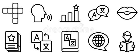 Language Learning Icon Set a Sleek Line Style Collection for Polyglots ...
