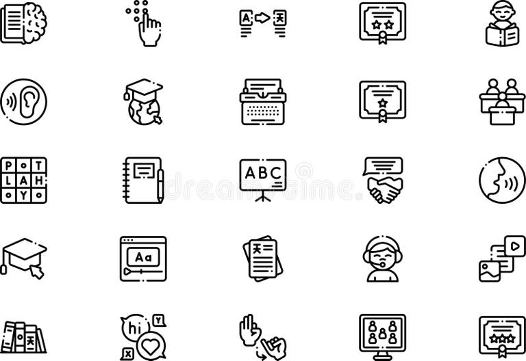 Language Learning Icons Collection is a Vector Illustration with ...